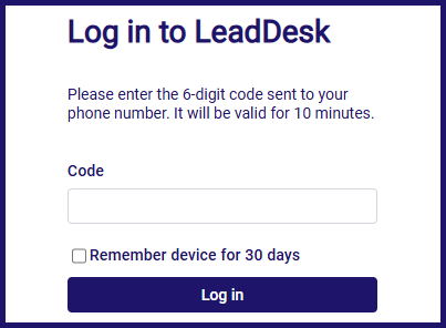 Logging in with multi-factor authentication (MFA) – LeadDesk Support