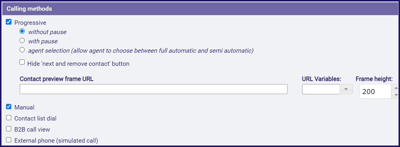 Selecting calling methods – LeadDesk Support